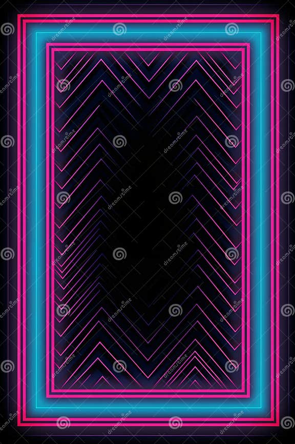 A Neon Pink and Blue Frame with a Chevron Pattern Stock Illustration ...