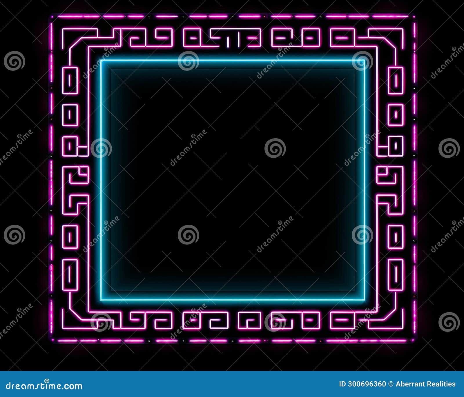Neon Pink and Blue Frame with a Greek Key Pattern Stock Illustration ...