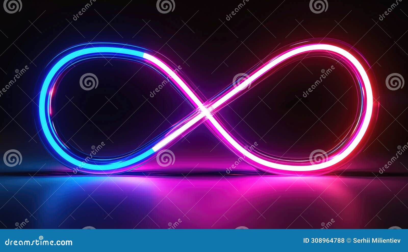 Neon Pink and Blue Infinity Symbol on Black Background. AI Generated ...