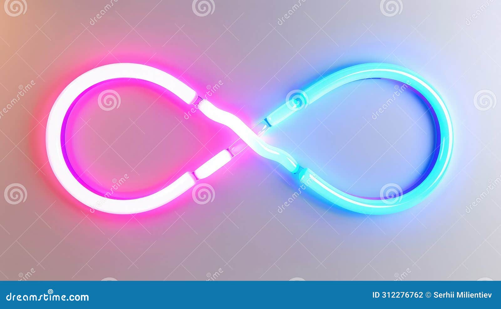 Neon Pink and Blue Infinity Symbol on Grey Background. AI Generated ...