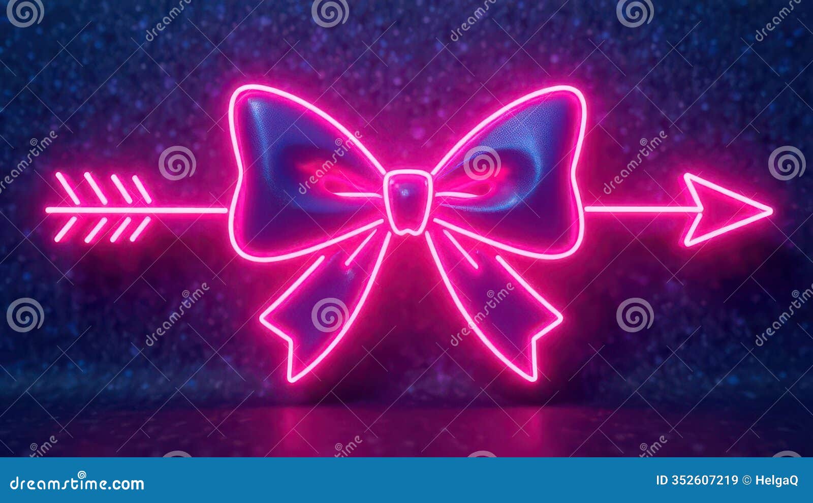 Neon Pink Bow with Arrow on Glittery Background Stock Illustration ...