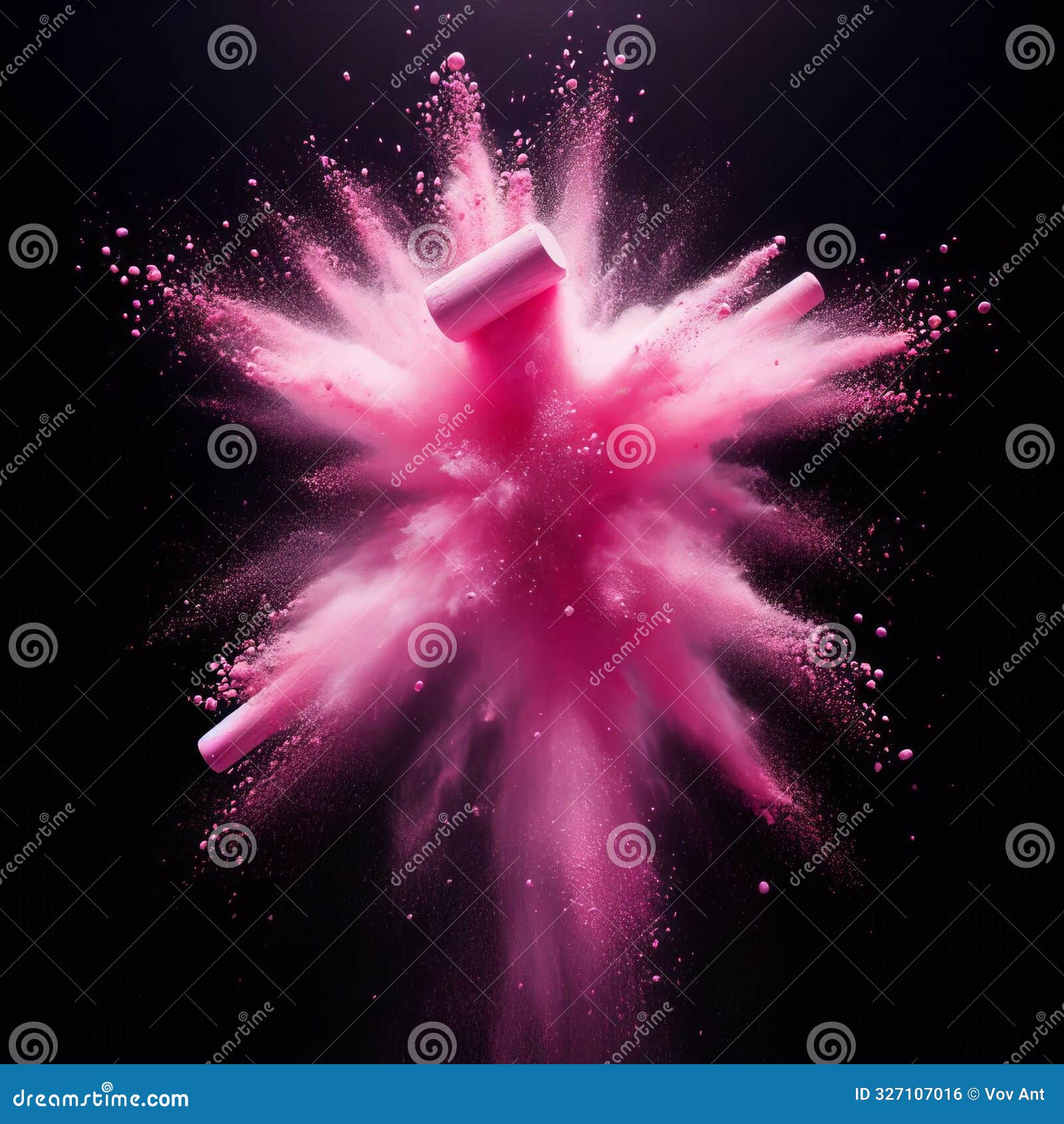 9 1. Neon Pink Chalk Piece Exploding into a Cloud of Stock Photo ...
