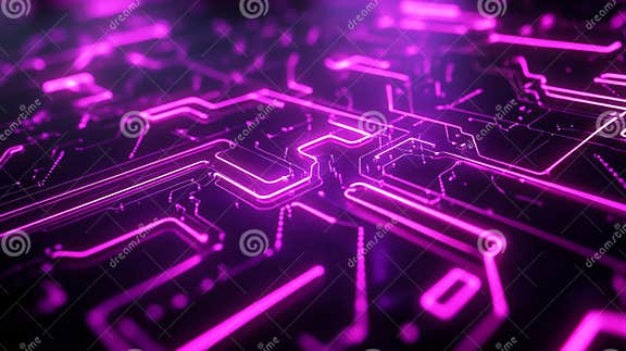 Neon Pink Circuit Board with Glowing Patterns Stock Image - Image of ...