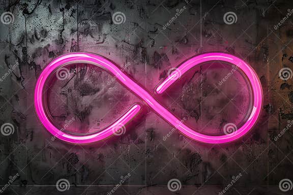 Neon Pink Infinity Symbol on Grey Wall. AI Generated Stock Photo ...