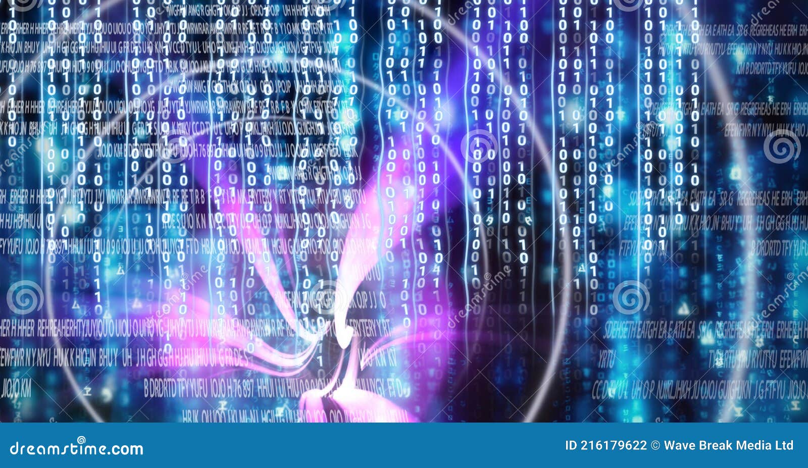 Neon Pink Light Trails Over Computer Code, Program Coding and Technology Concept Stock ...