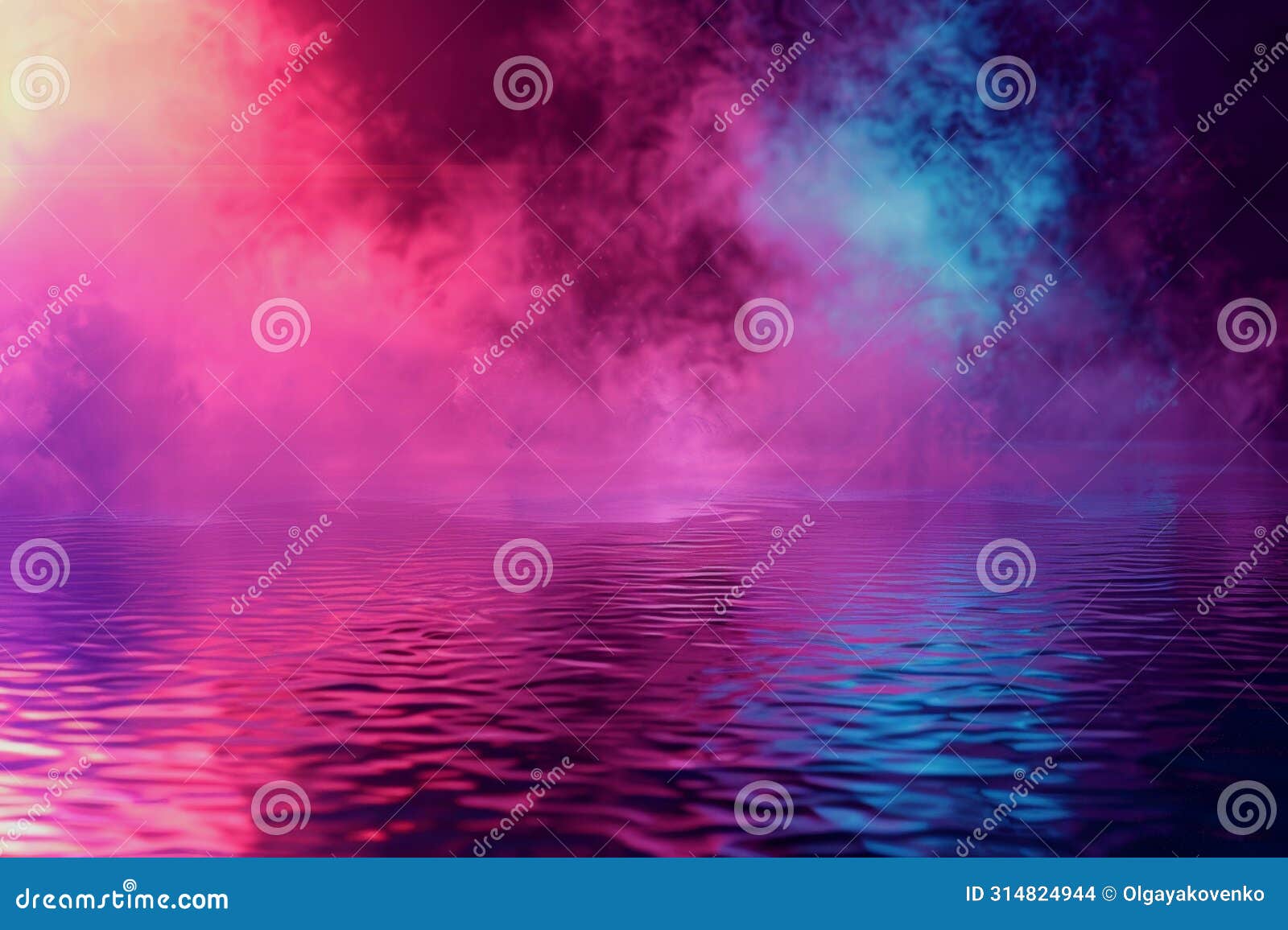 Neon Pink Lights and Night Water Surface Stock Illustration ...