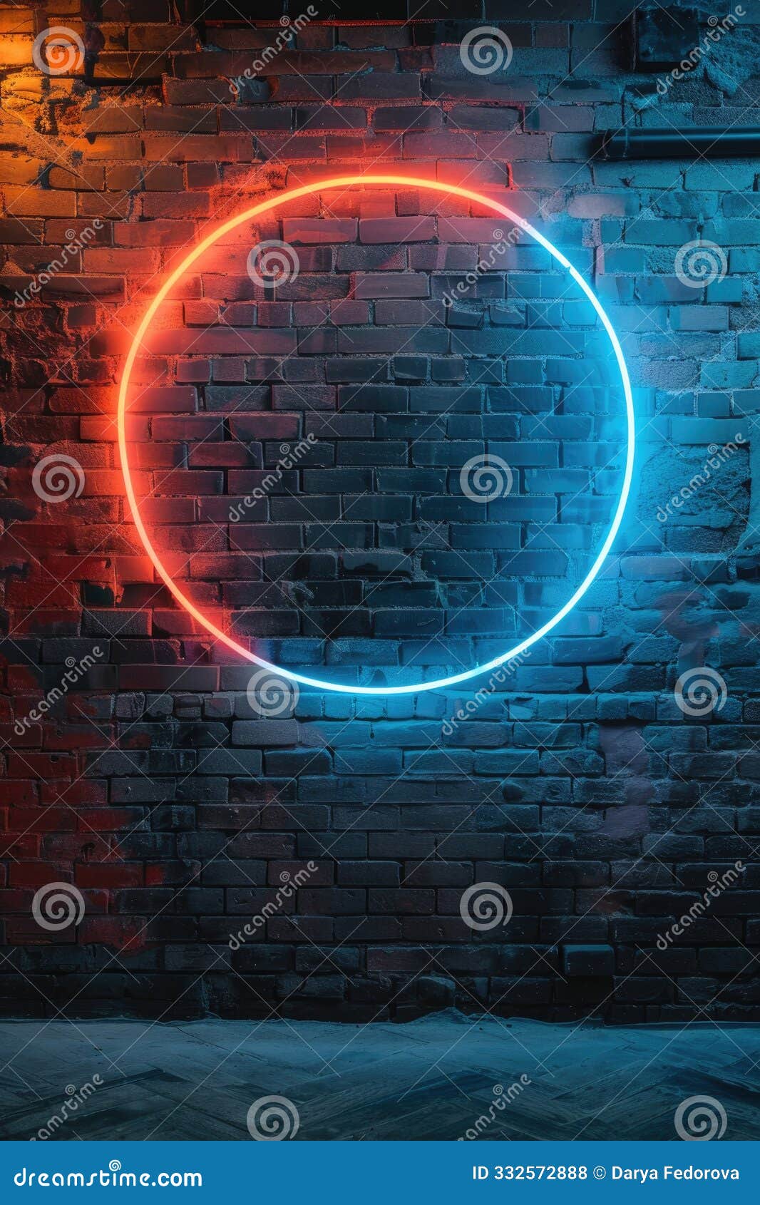 Neon Pink Oval Light on Brick Wall with Blue and Purple Gradient Stock ...