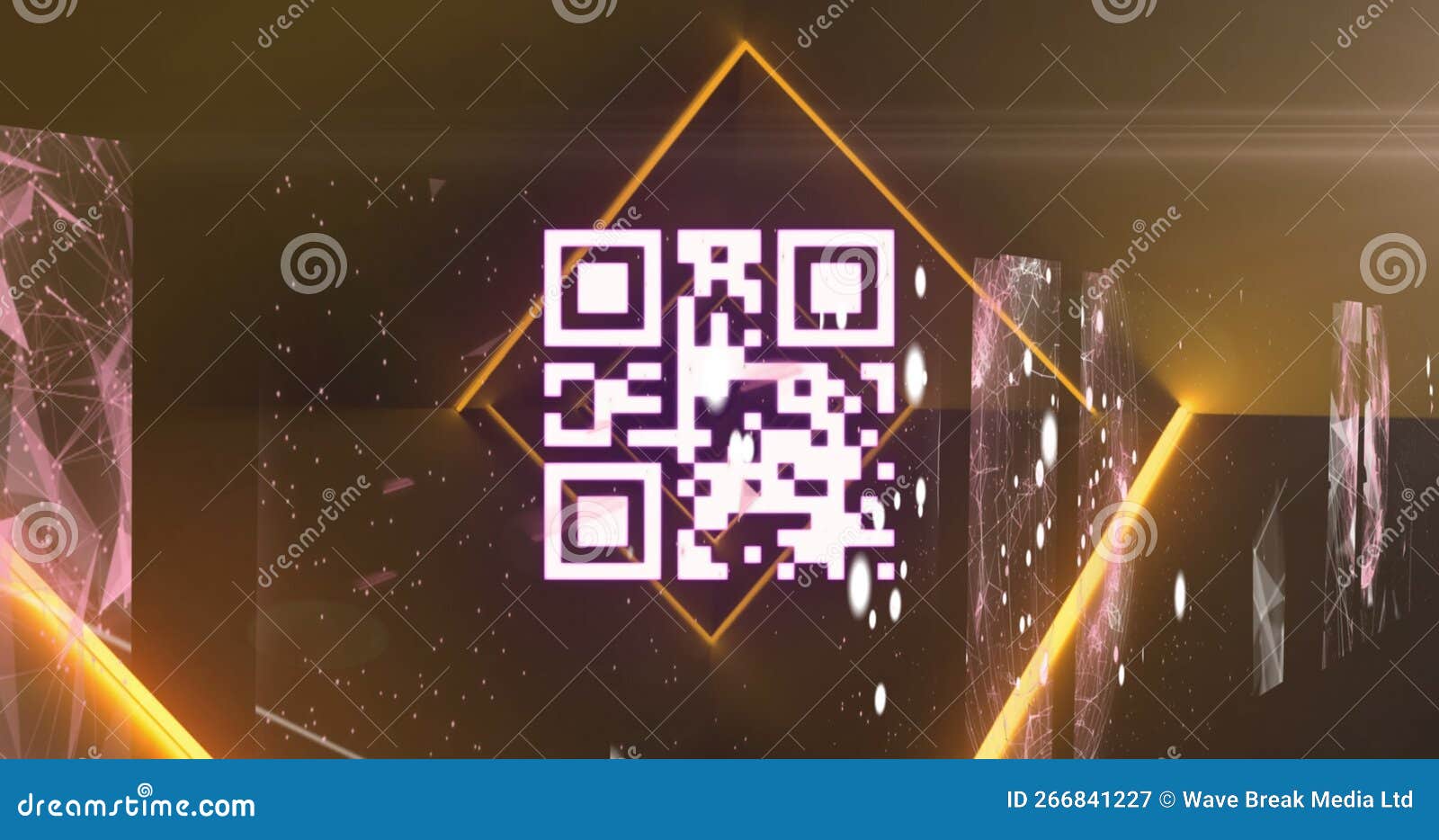 Neon Pink Qr Code Scanner Against Multiple Screens with Plexus Networks ...