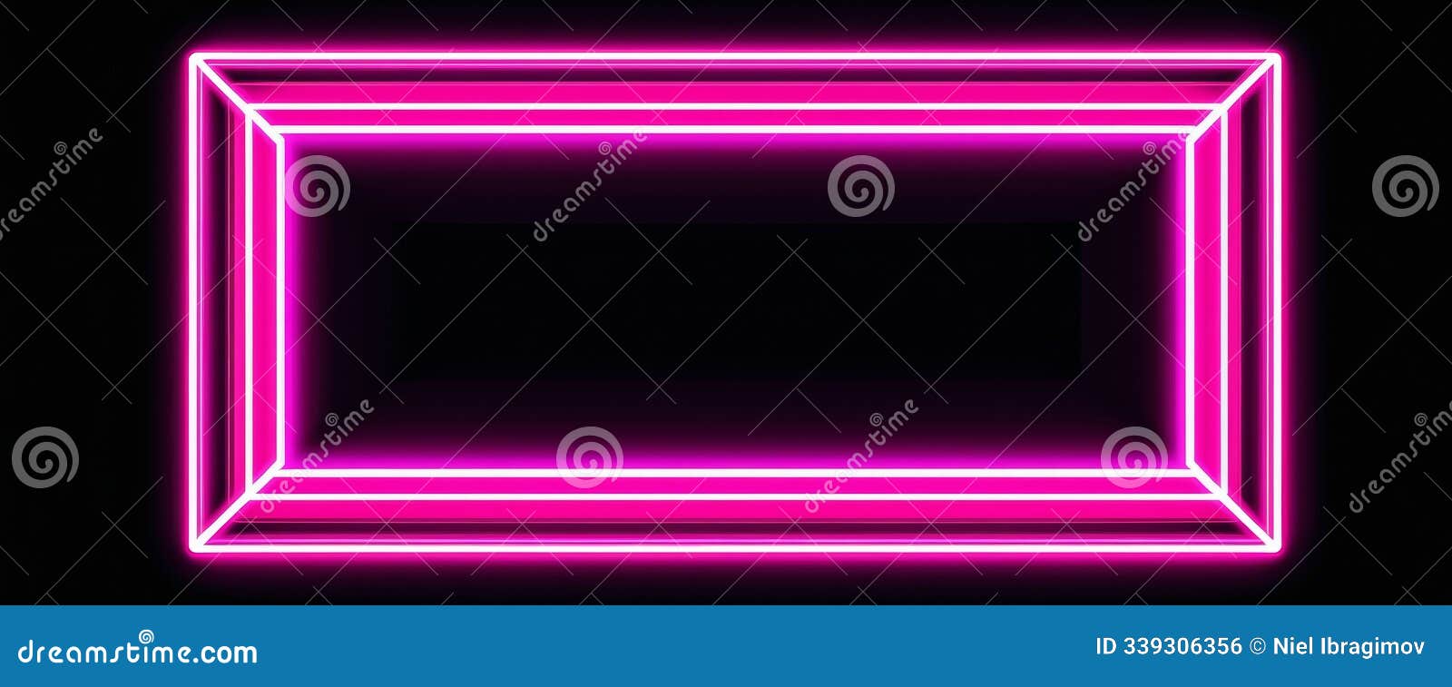 Neon Pink Rectangular Frame with Light Laser Border for Fluorescent ...