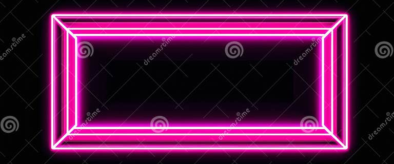 Neon Pink Rectangular Frame with Light Laser Border for Fluorescent ...