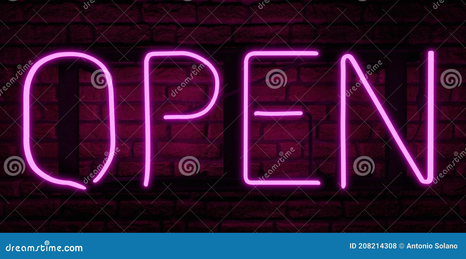 Neon Pink Sign with the Word Open Stock Illustration - Illustration of ...