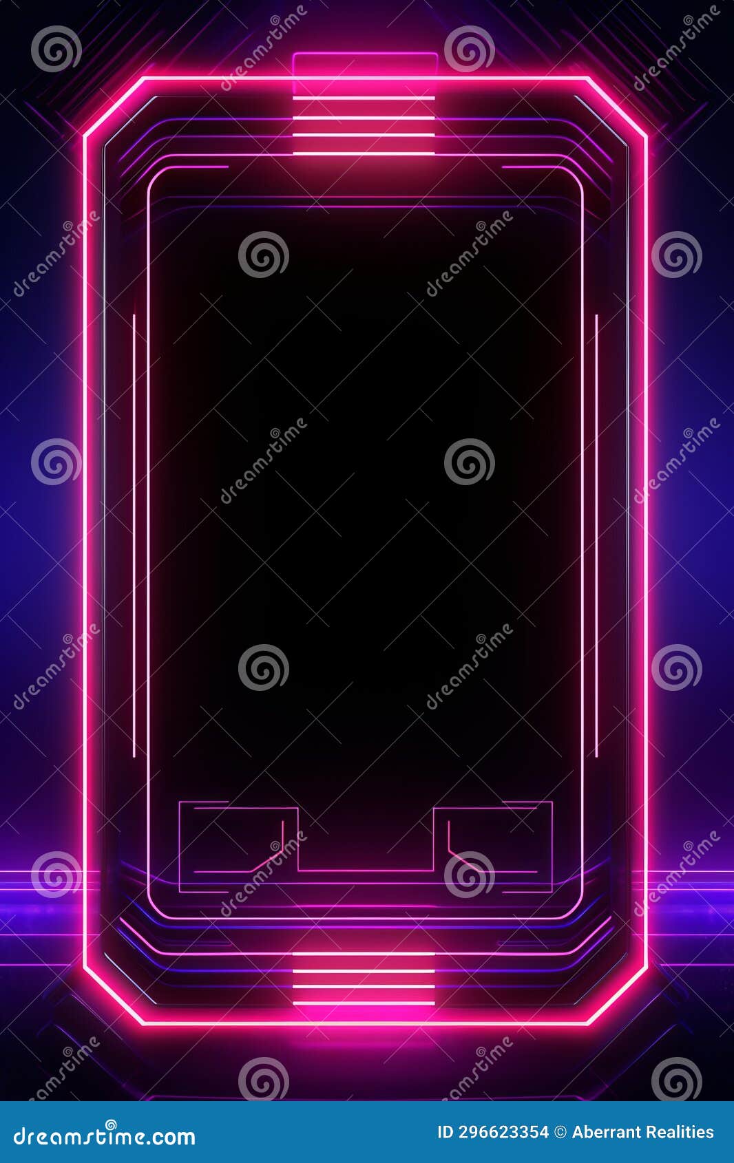 A Neon Pink Square Frame on a Dark Background Stock Illustration ...