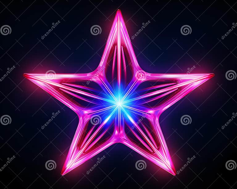 Neon Pink Star on Black Background Stock Illustration - Illustration of ...