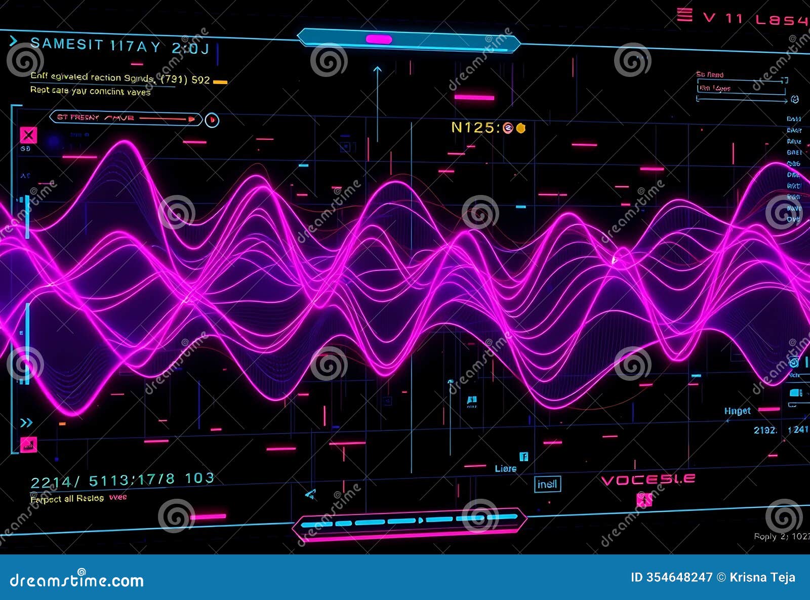 Neon Pink Waveform Data Visualization Futuristic Tech Interface Design ...