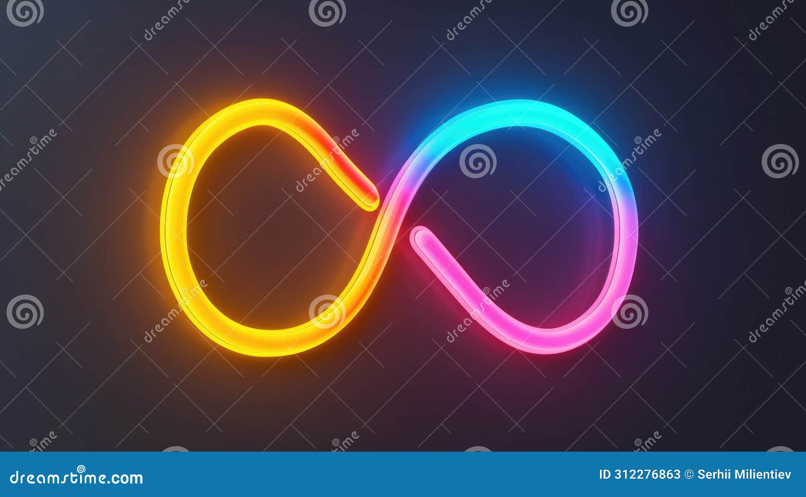 Neon Pink, Yellow and Blue Infinity Symbol on Black Background. AI ...