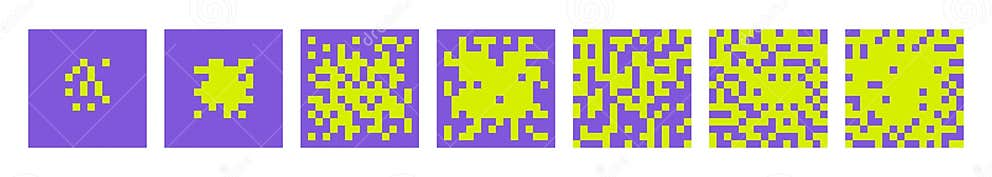 Neon Pixels Trend, Square Composition, QR - Pattern, Abstract, Minimal ...
