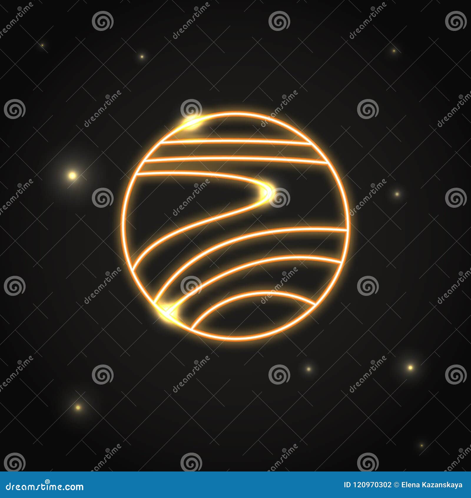 Neon Planet Venus Icon in Thin Line Style Stock Illustration ...