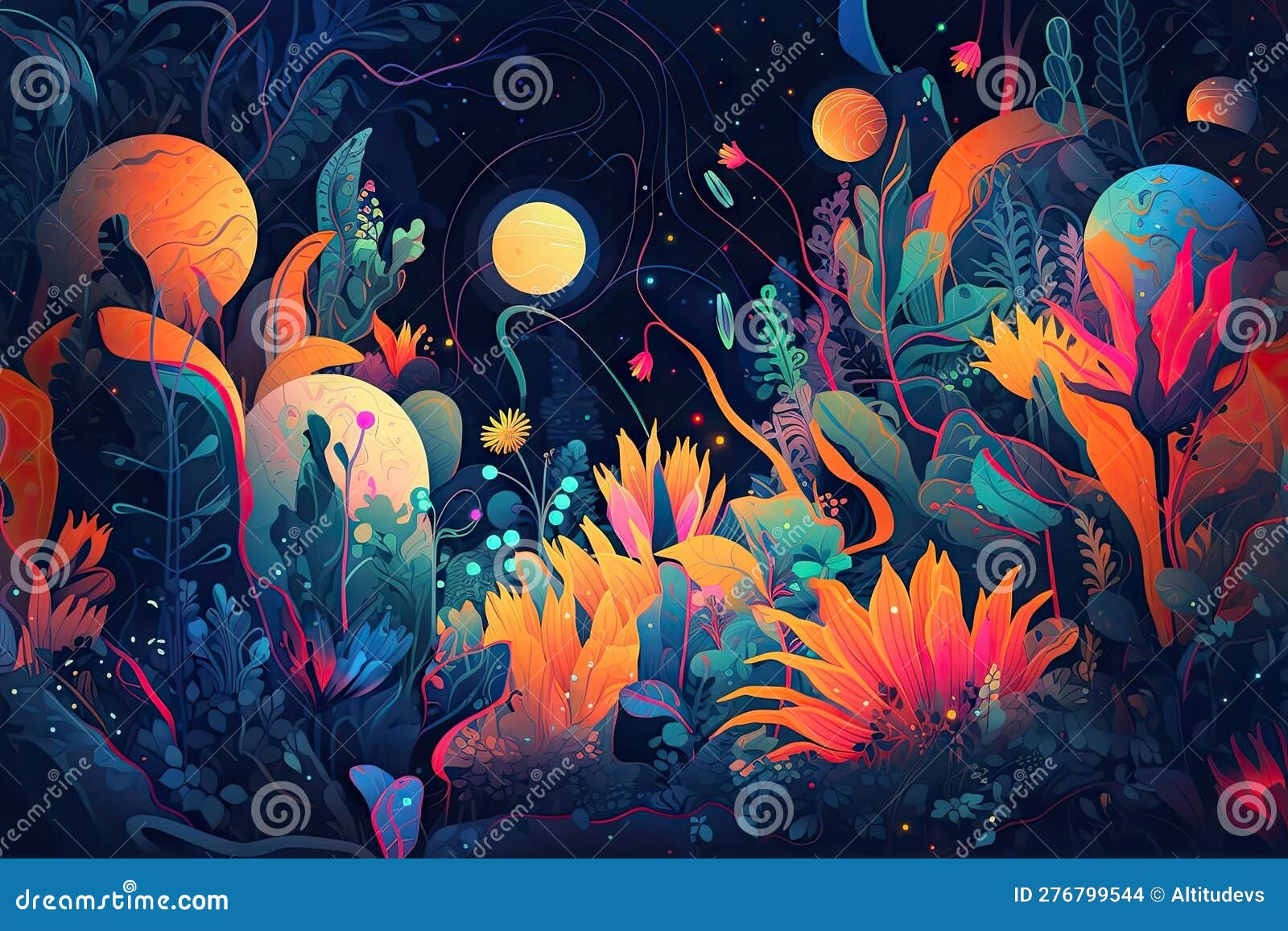 Neon Plants and Galaxies, a Cosmic Combination of Vibrant Colors and ...