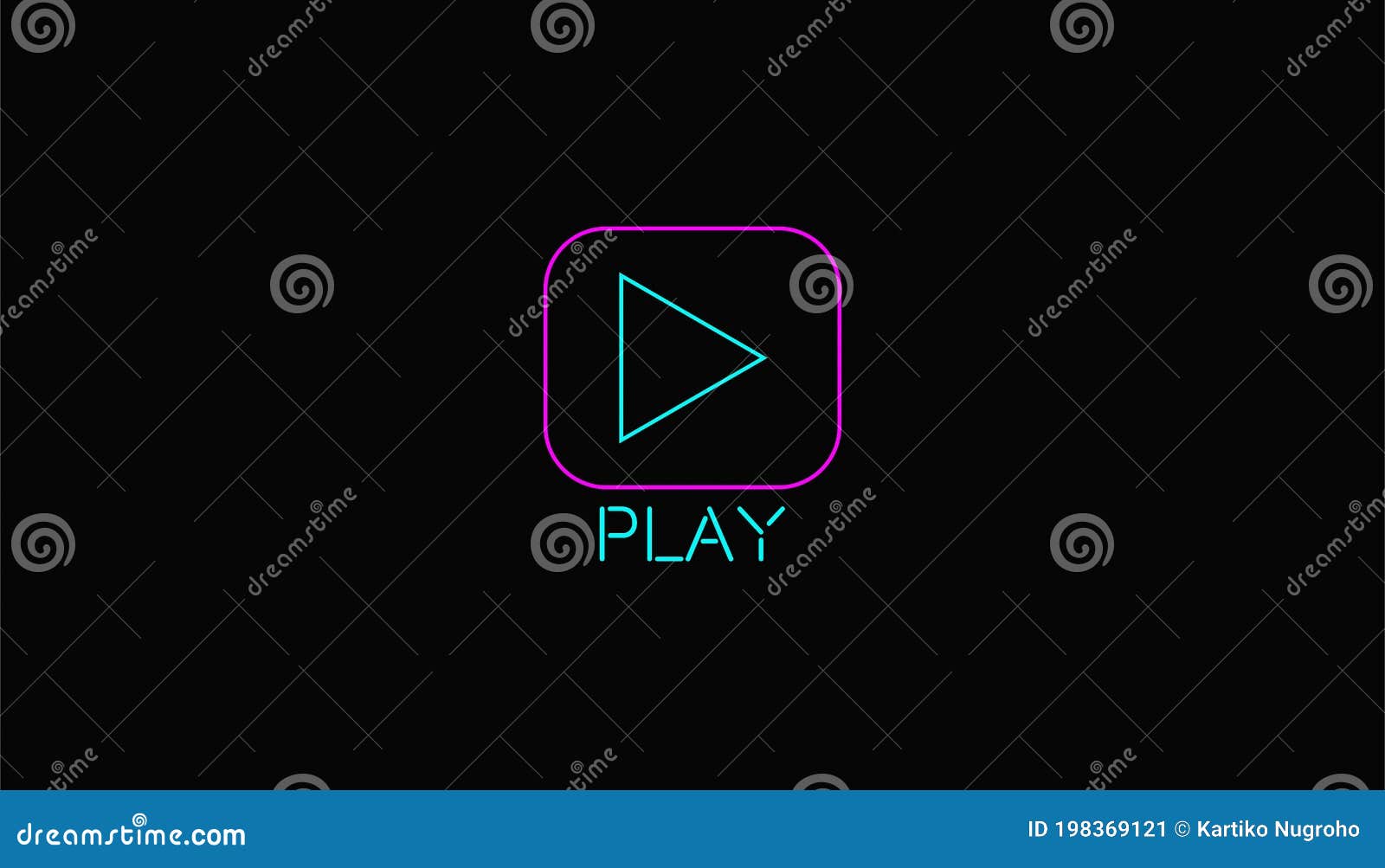 Neon Play Button stock illustration. Illustration of play - 198369121