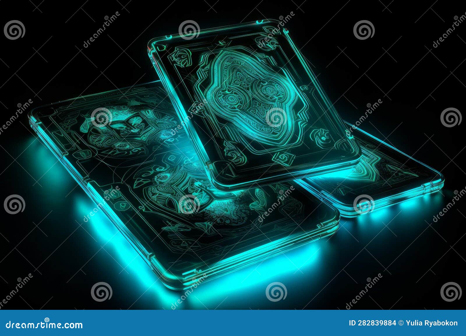 Neon Play Cards. Generate Ai Stock Illustration - Illustration of deck ...