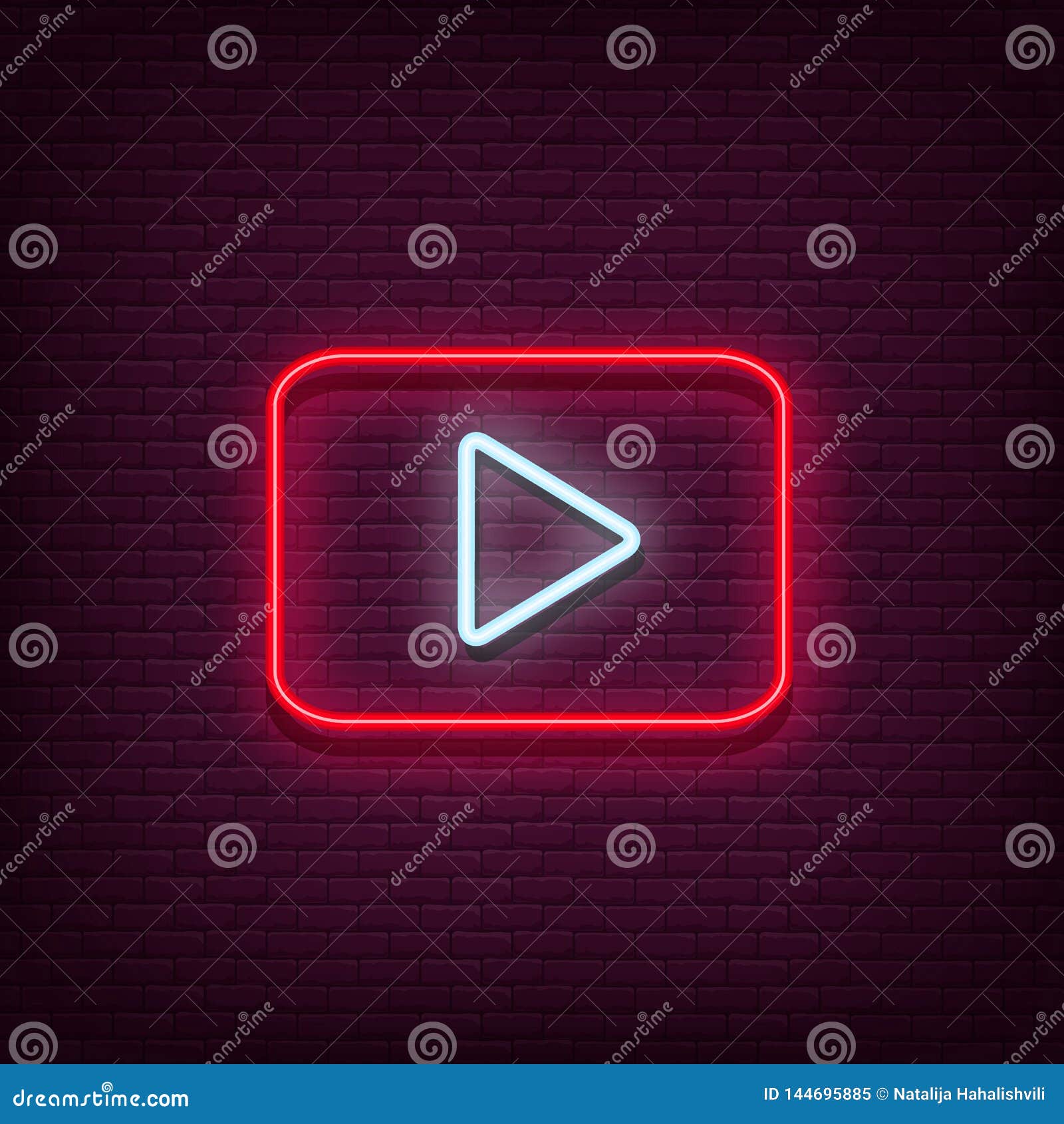 Neon Play Vector Logo. Play Editorial Image - Illustration of film ...