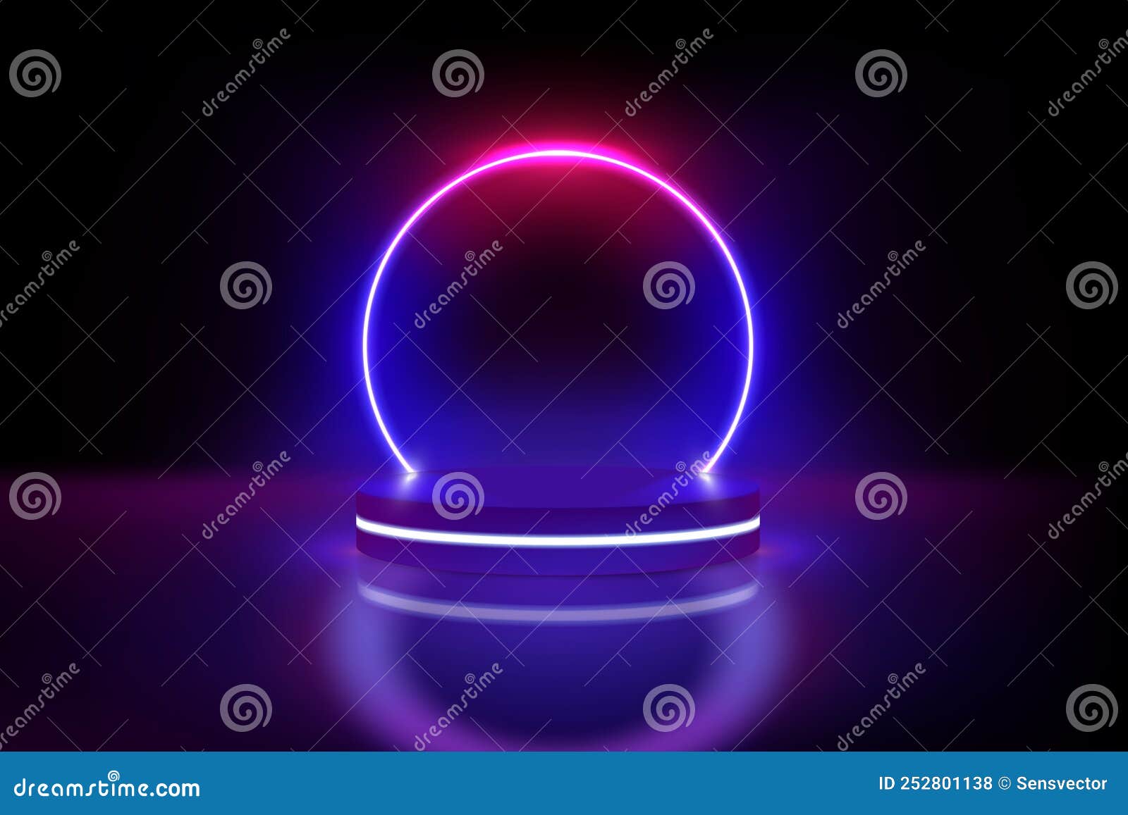 Neon Podium, Realistic Pedestal with Illumination Stock Vector ...