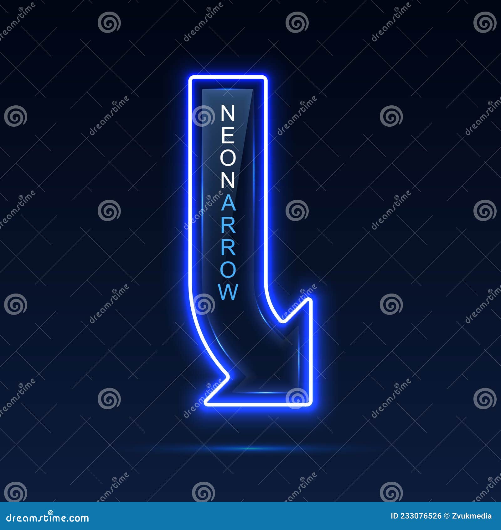 Neon Pointer Arrow with Vertical Text. Direction Indicator. Stock ...