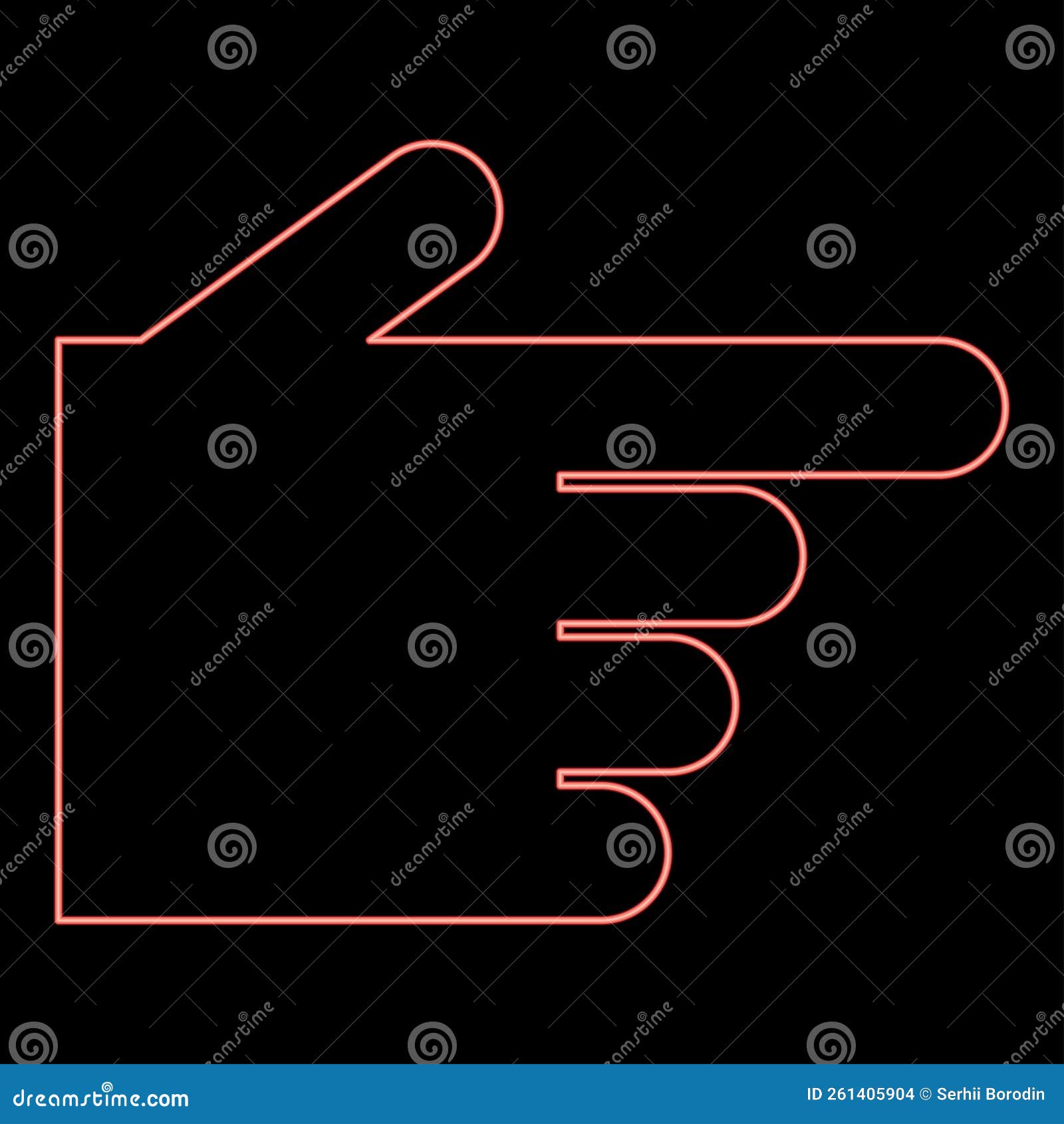 Neon Pointing Hand Red Color Vector Illustration Image Flat Style Stock ...
