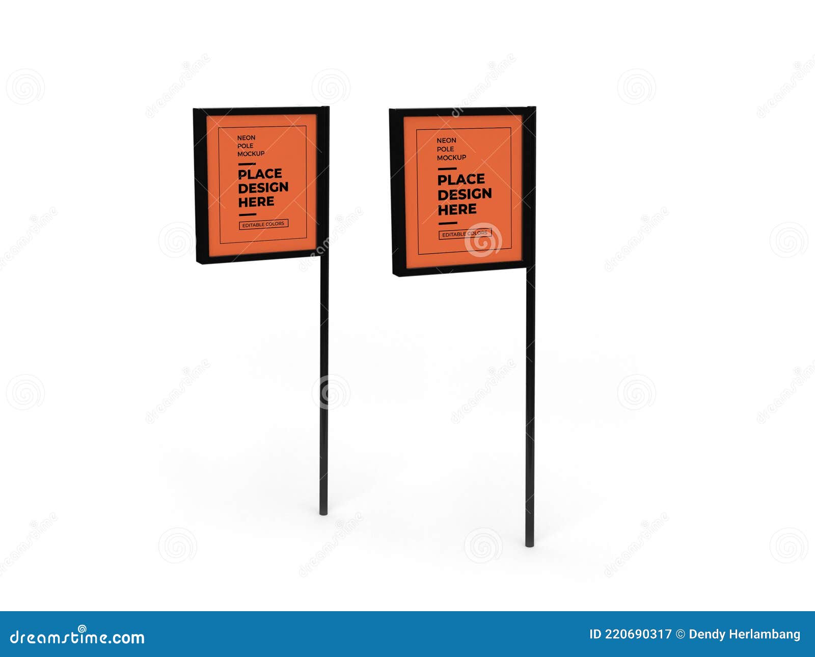 Neon Pole Sign 3D Illustration Mockup Scene Stock Illustration ...