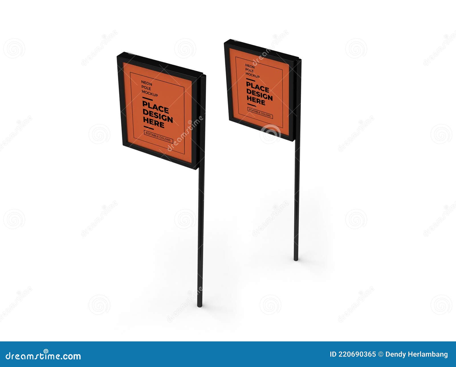 Neon Pole Sign 3D Illustration Mockup Scene Stock Illustration ...