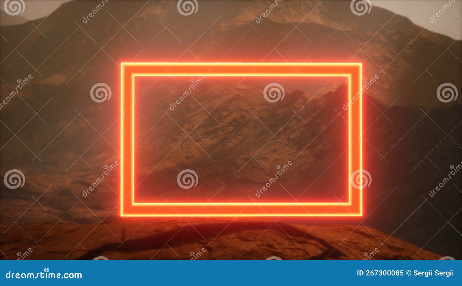 Neon Portal on Mars Planet Surface with Dust Blowing Stock Image ...