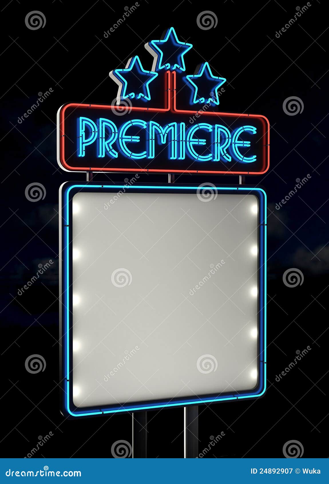 Neon Premiere Sign stock illustration. Illustration of advertising ...