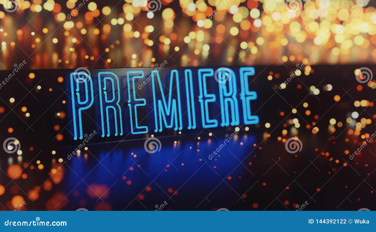 Neon Premiere Sign Abstract Background Stock Illustration ...