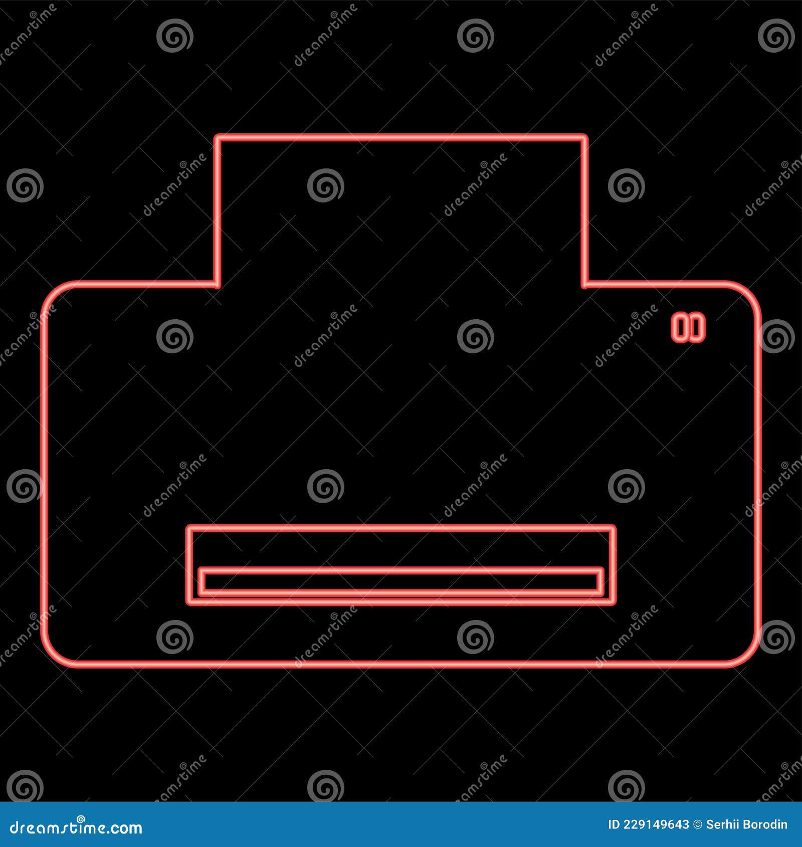 Neon Printer Red Color Vector Illustration Flat Style Image Stock ...