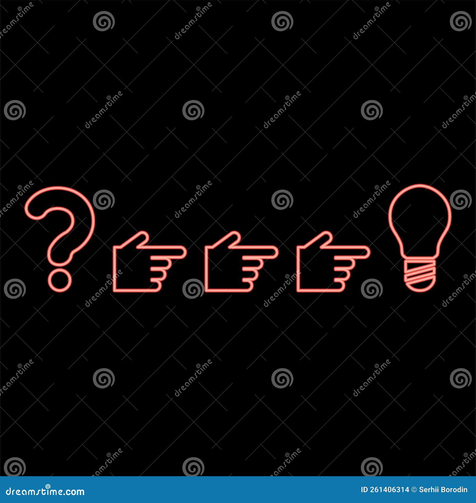Neon Problem Solution Concept Red Color Vector Illustration Image Flat ...