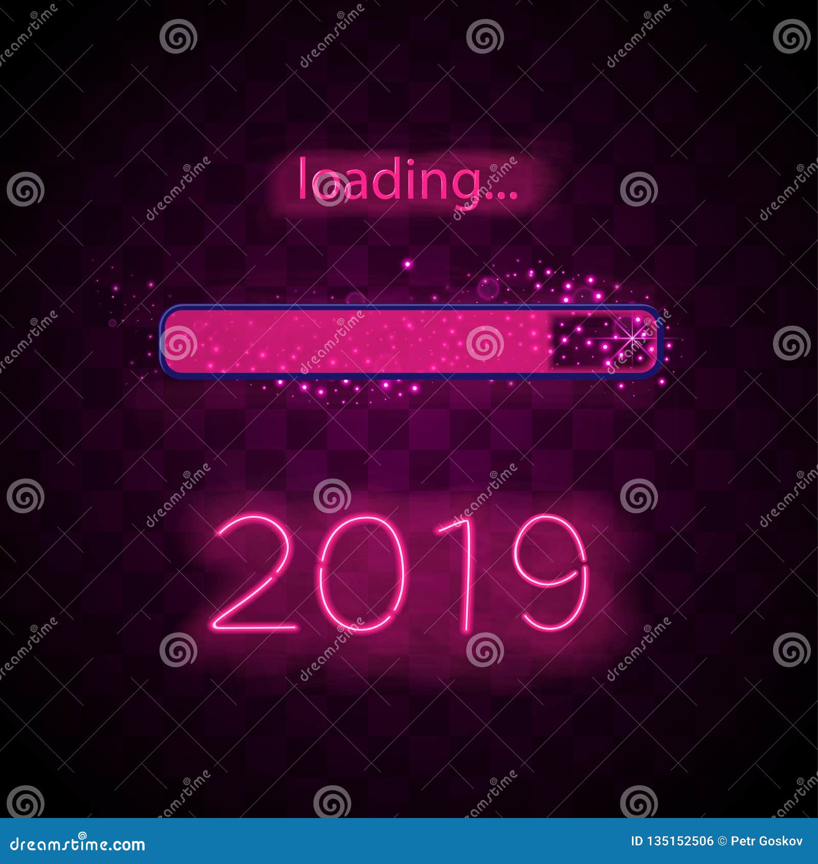 Neon progress bar stock vector. Illustration of abstract - 135152506