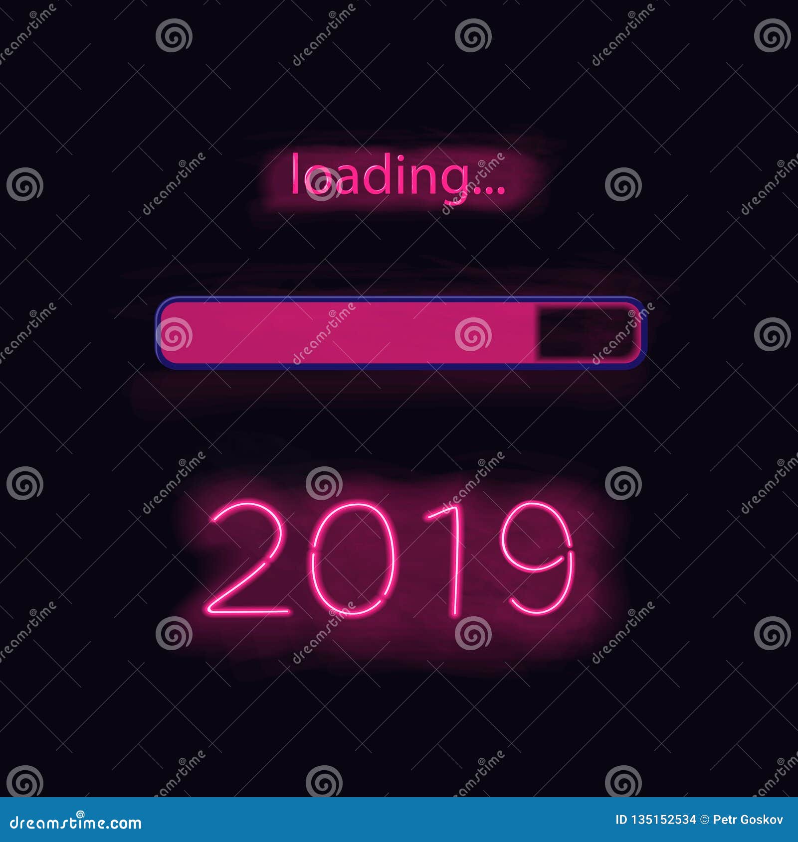 Neon progress bar stock vector. Illustration of abstract - 135152534
