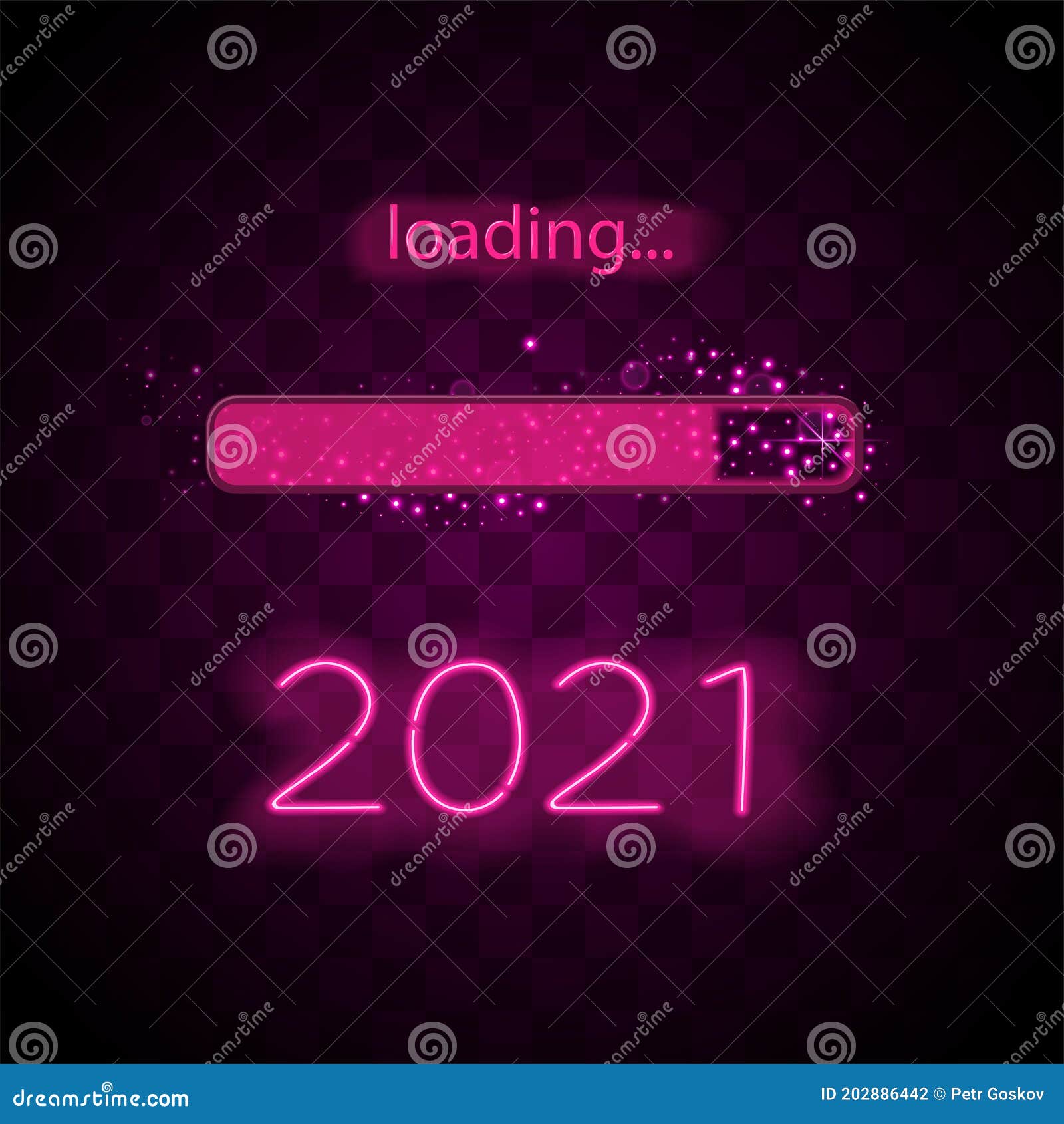 Neon progress bar new year stock vector. Illustration of decoration ...