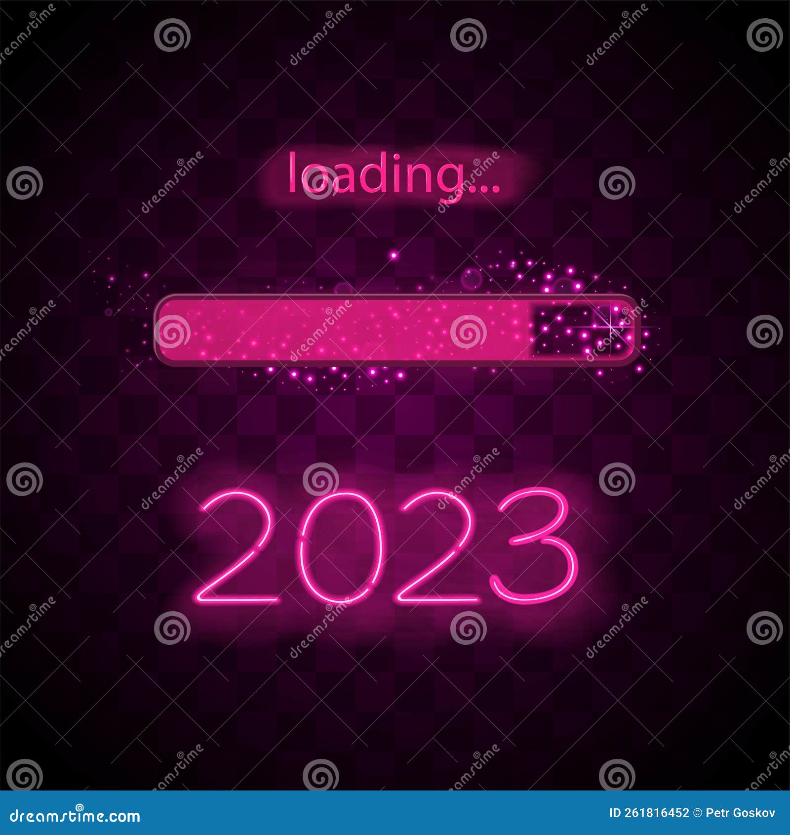 Neon progress bar new year stock vector. Illustration of 2023 - 261816452