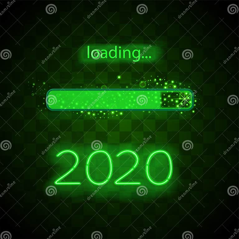 Neon Progress Bar 2020 Year Stock Vector - Illustration of neon, design ...