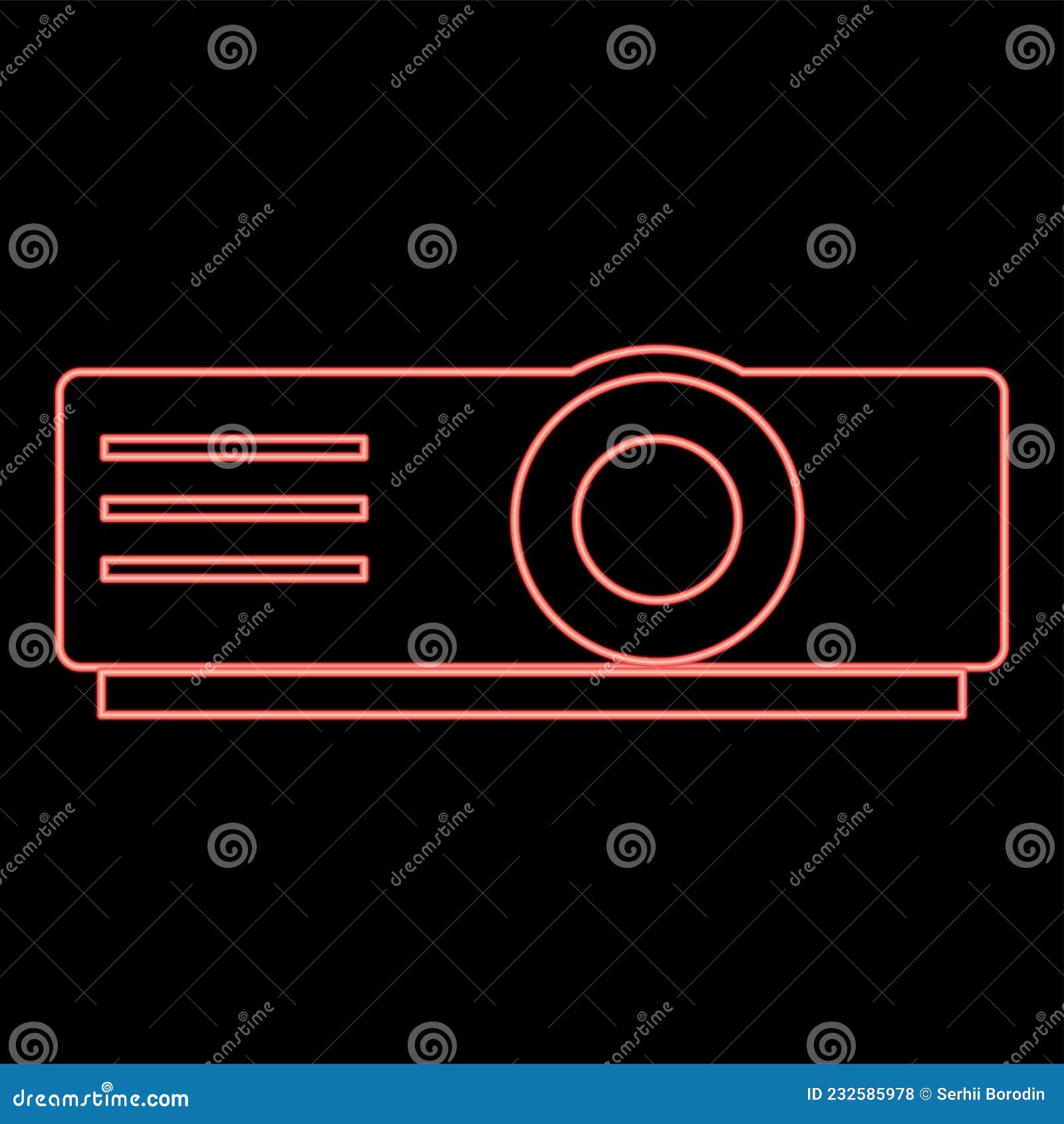 Neon Projector Icon Black Color in Circle Red Color Vector Illustration ...