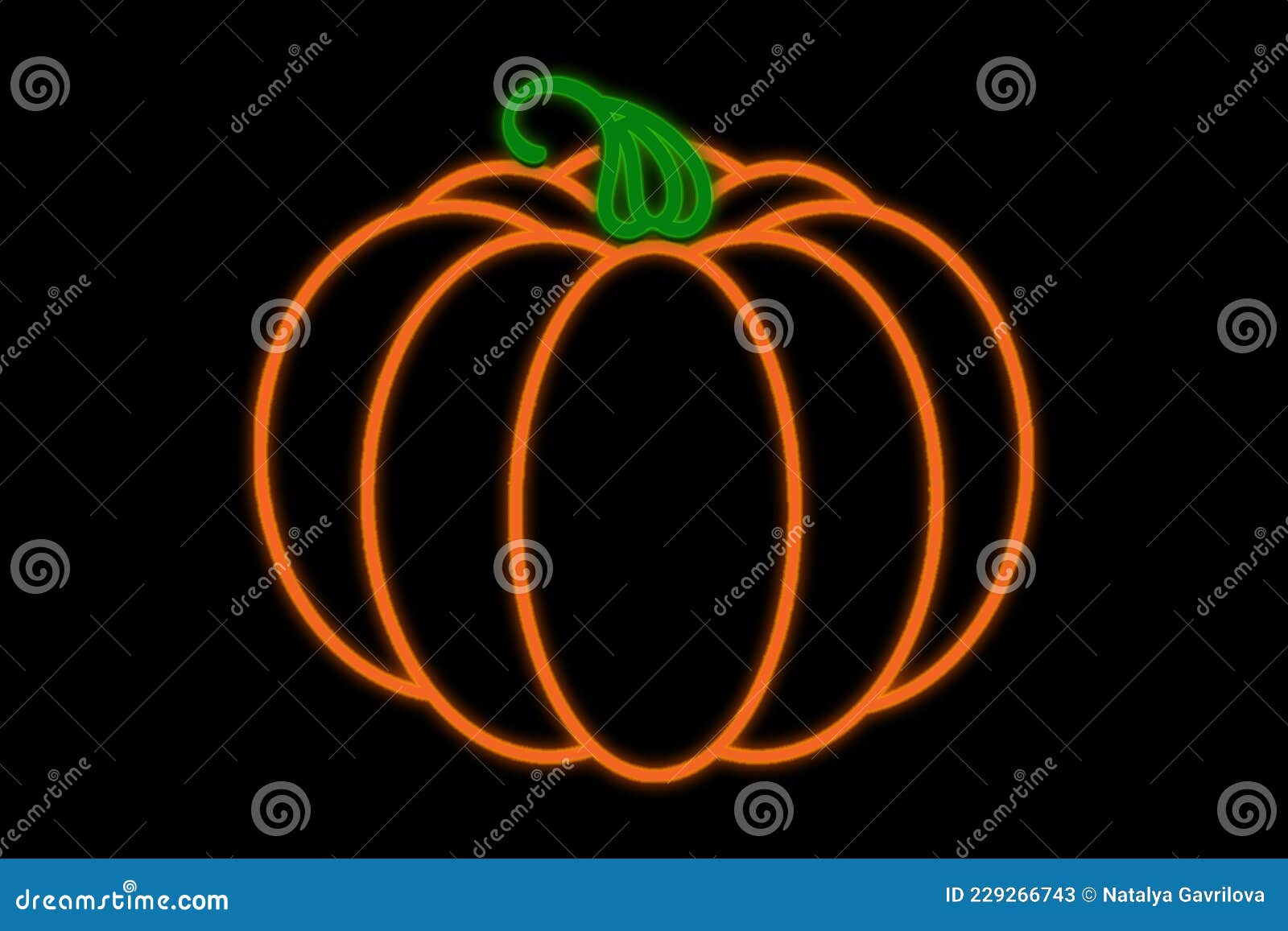 Neon Pumpkin on a Black Background Stock Illustration - Illustration of ...