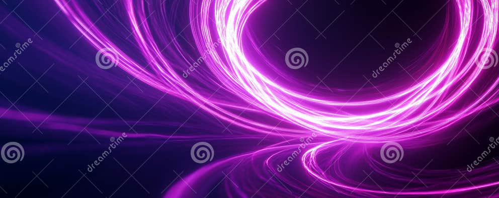 Neon Purple Light Trails Spinning in a Continuous Loop, Creating a ...