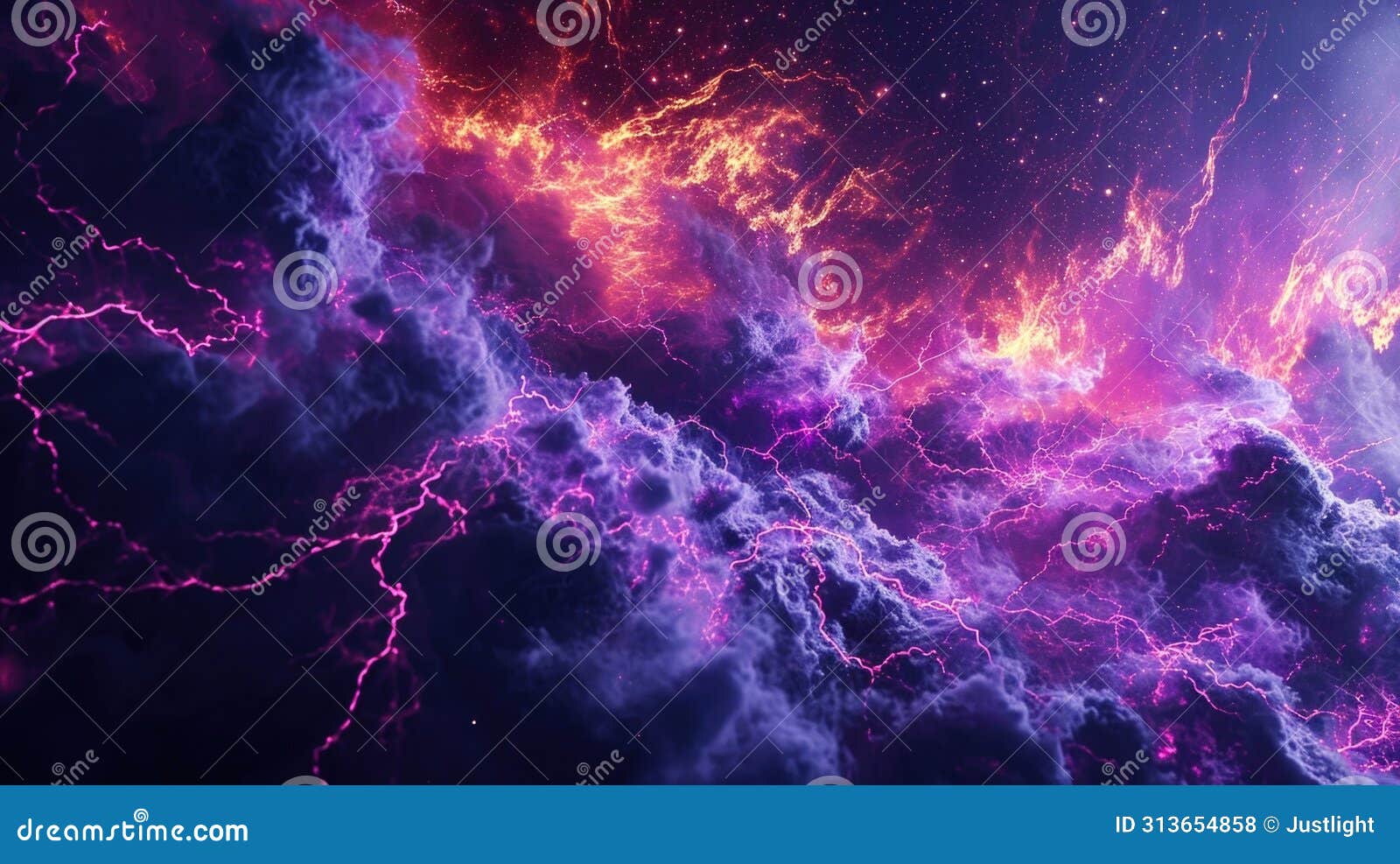 A Neon Purple Nebula with Electric Currents Rippling through and ...