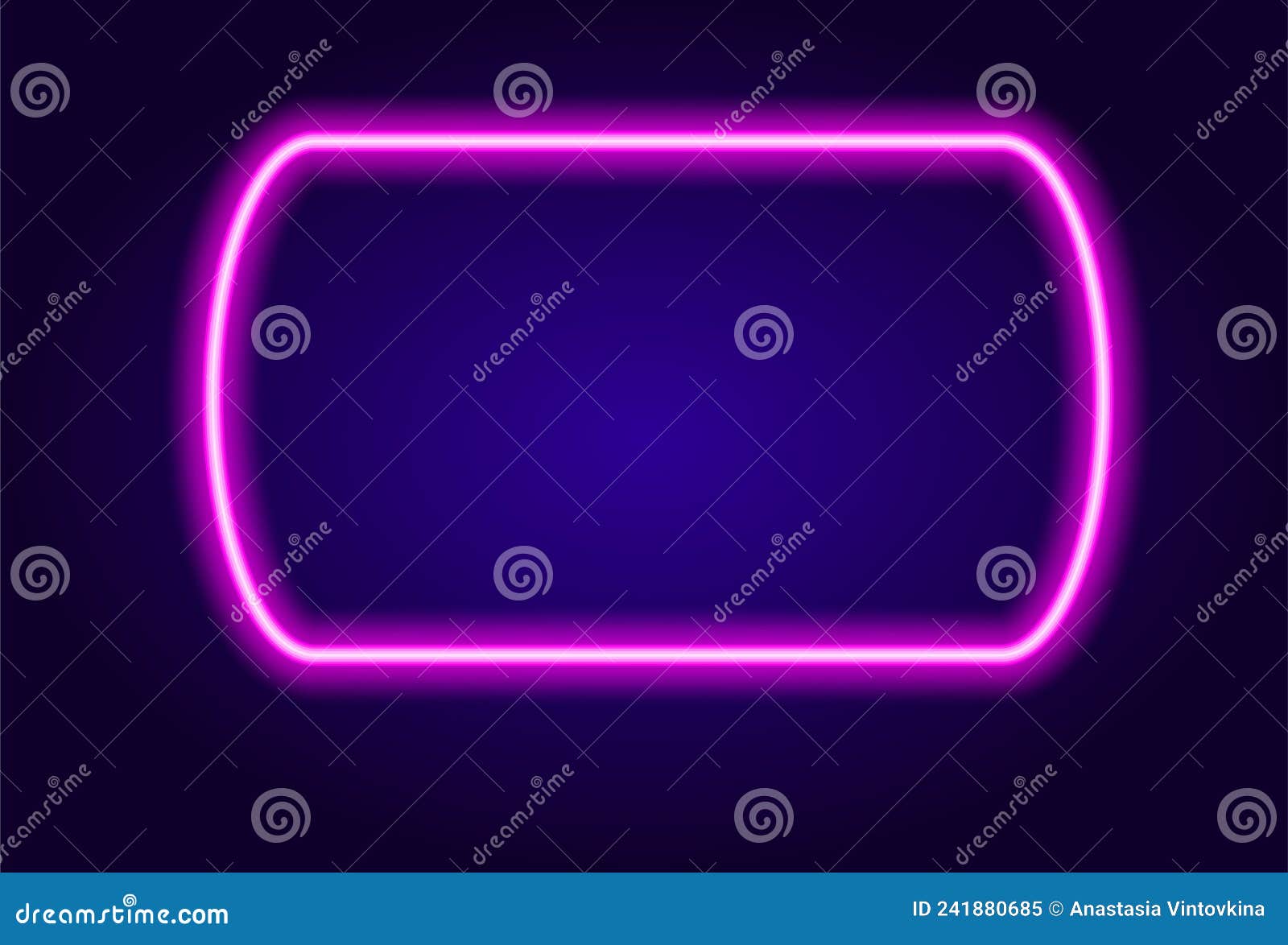 Neon Purple Rectangle Frame. Vector Illustration of a Bright ...