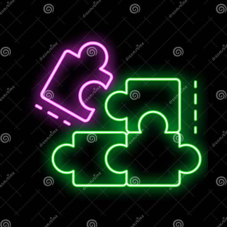 Neon Puzzle Pieces Connecting, Problem Solving and Solution Finding ...