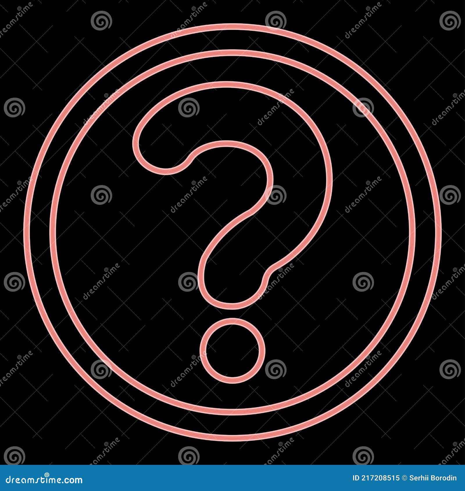 Neon Question Mark in a Circle the Red Color Vector Illustration Flat ...