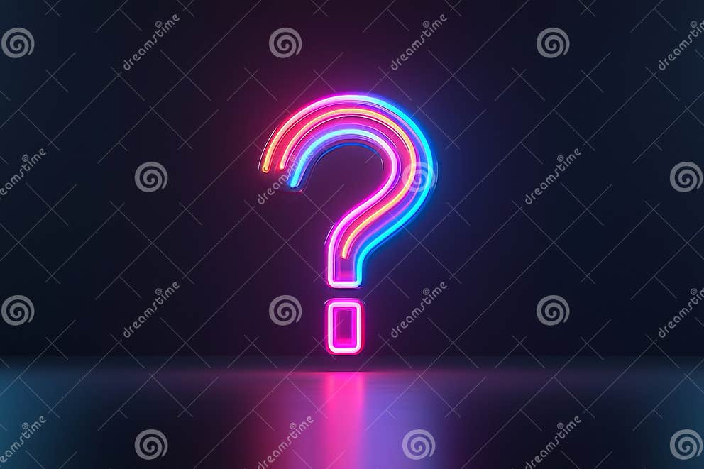 The Neon Question Mark is Illuminated by Flames Stock Photo - Image of ...