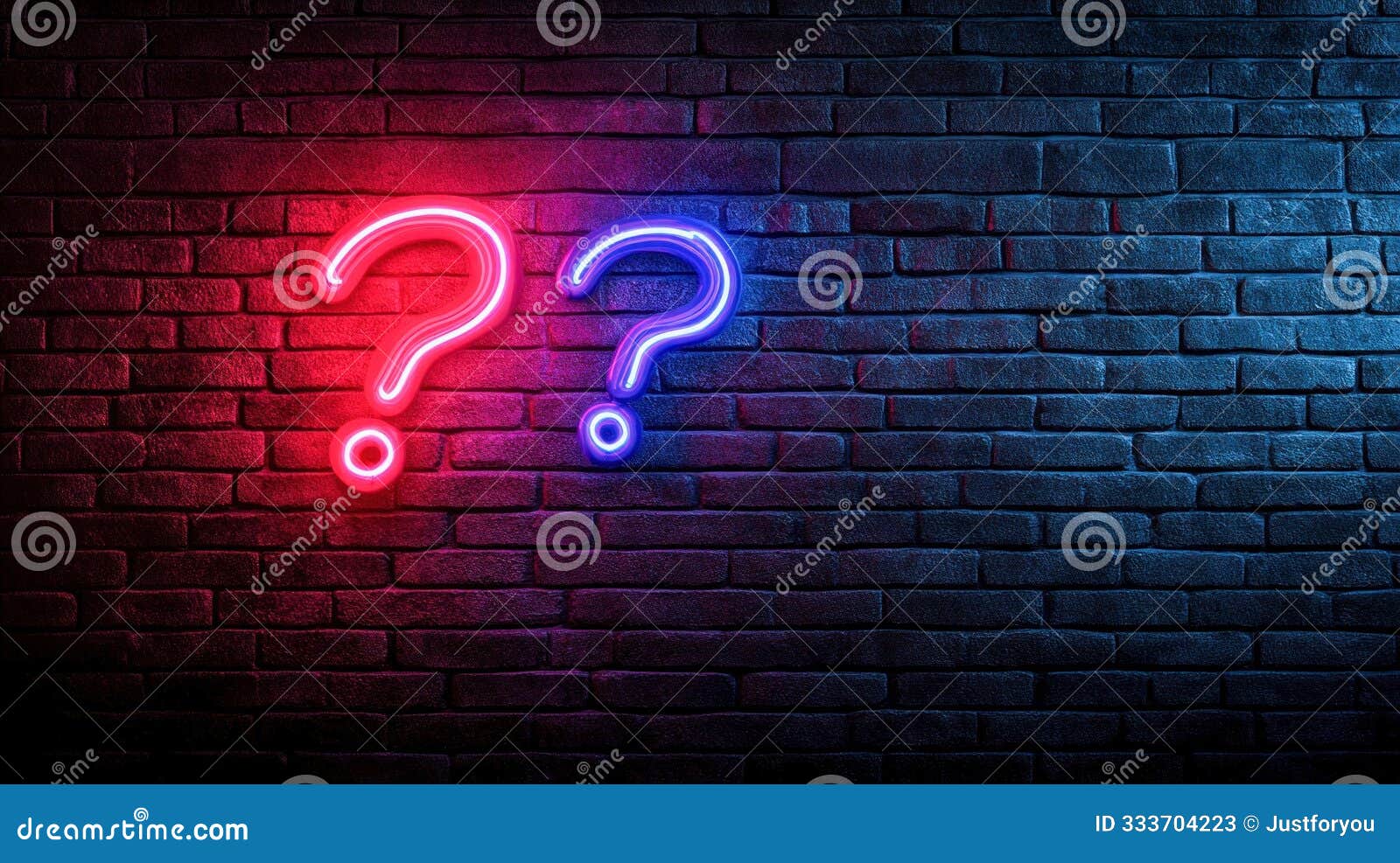 Neon Question Marks on Brick Wall Stock Image - Image of bright, mark ...
