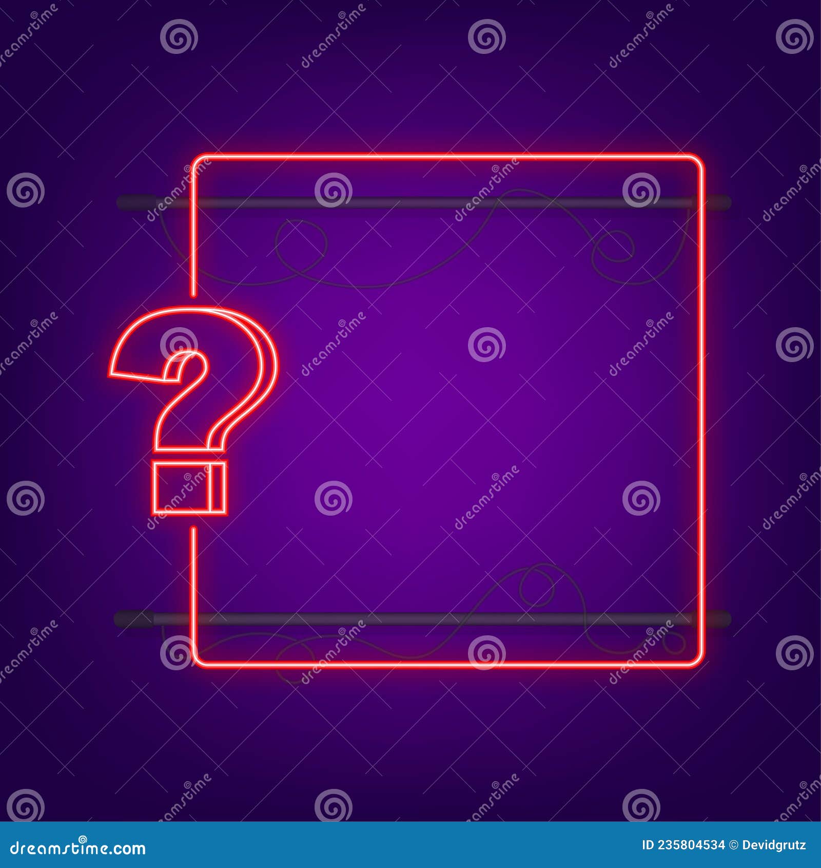 Neon Quiz Banner. Glowing Question Mark. Shining Neon Effect. Vector ...